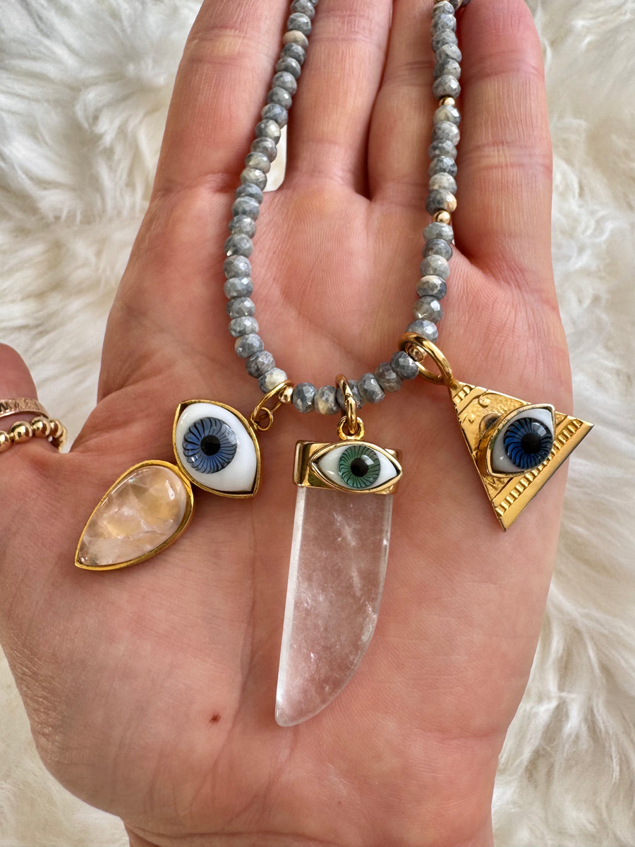 Cool evil eye/clear quartz amulet – LelaLea Gems