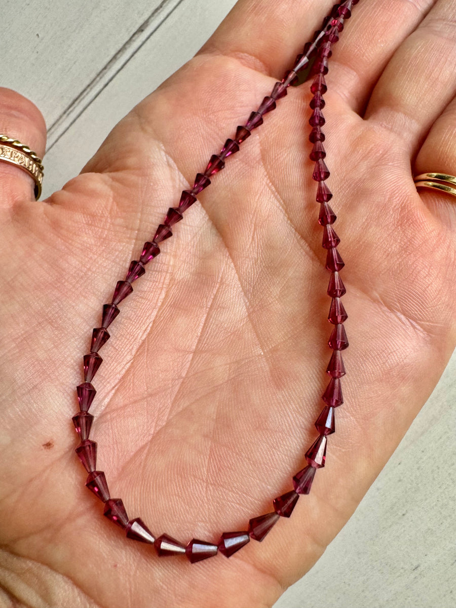 Sweet pyramid cut garnet bead choker necklace – LelaLea Gems